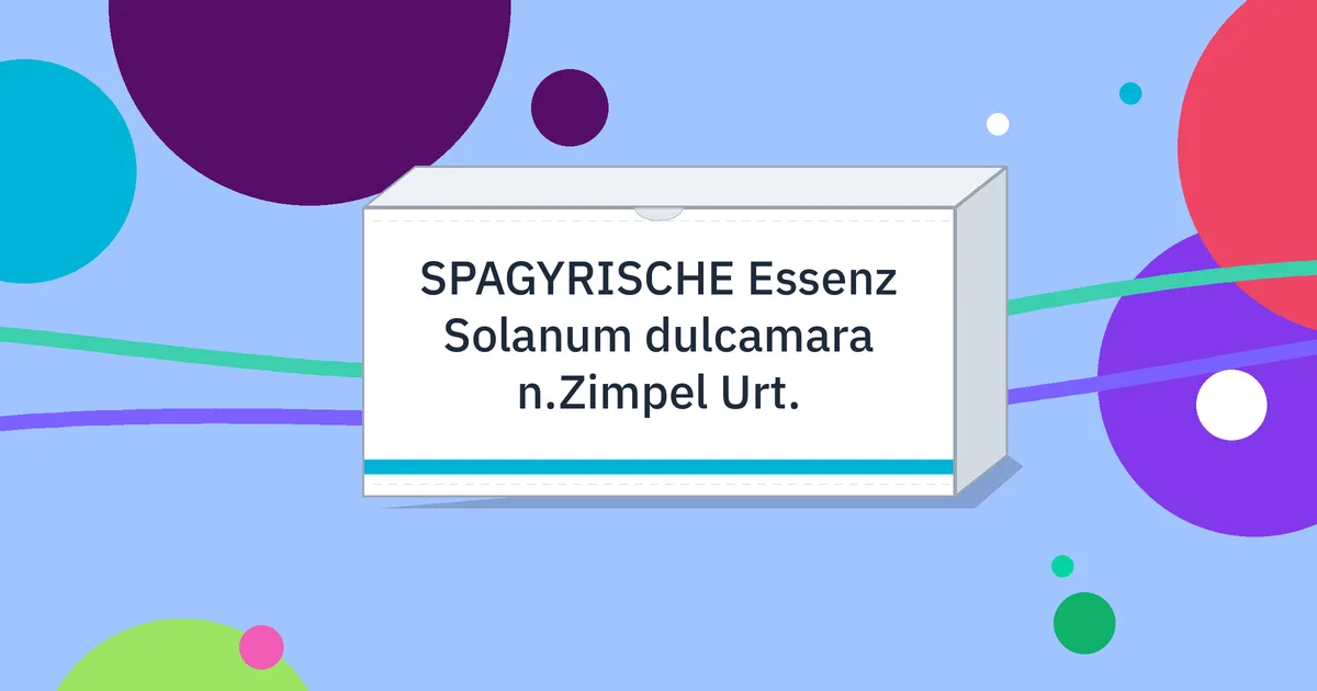 Symbolbild: Packung mit der Aufschrift SPAGYRISCHE Essenz Solanum dulcamara n.Zimpel Urt. (PZN 10014931) – Verfügbarkeit und Bezug in Apotheken in Frankfurt am Main