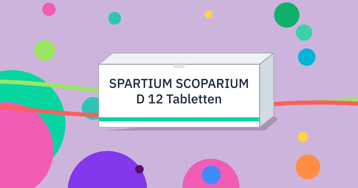 Symbolbild: Packung mit der Aufschrift SPARTIUM SCOPARIUM D 12 Tabletten (PZN 07597076) – Verfügbarkeit und Bezug in Apotheken in Frankfurt am Main