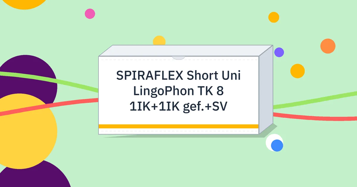 Symbolbild: Packung mit der Aufschrift SPIRAFLEX Short Uni LingoPhon TK 8 1IK+1IK gef.+SV (PZN 14002959) – Verfügbarkeit und Bezug in Apotheken in Frankfurt am Main