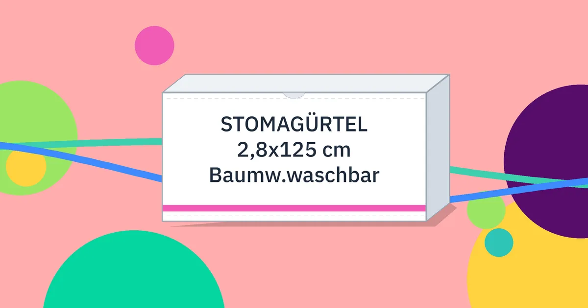 Symbolbild: Packung mit der Aufschrift STOMAGÜRTEL 2,8x125 cm Baumw.waschbar (PZN 11655112) – Verfügbarkeit und Bezug in Apotheken in Frankfurt am Main