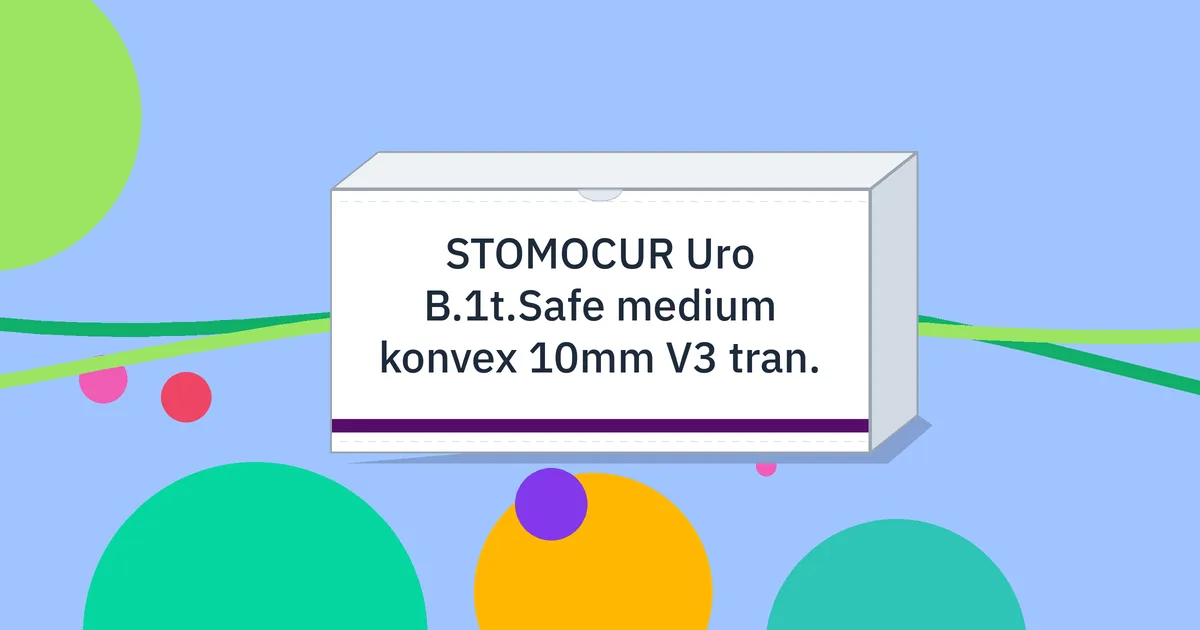 Symbolbild: Packung mit der Aufschrift STOMOCUR Uro B.1t.Safe medium konvex 10mm V3 tran. (PZN 16622459) – Verfügbarkeit und Bezug in Apotheken in Frankfurt am Main