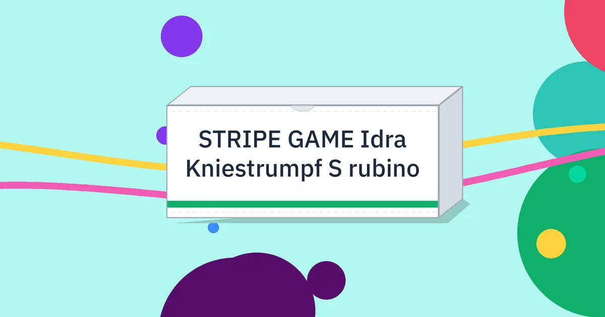 Symbolbild: Packung mit der Aufschrift STRIPE GAME Idra Kniestrumpf S rubino (PZN 20209794) – Verfügbarkeit und Bezug in Apotheken in Frankfurt am Main