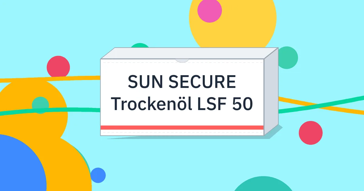 Symbolbild: Packung mit der Aufschrift SUN SECURE Trockenöl LSF 50 (PZN 20788272) – Verfügbarkeit und Bezug in Apotheken in Frankfurt am Main