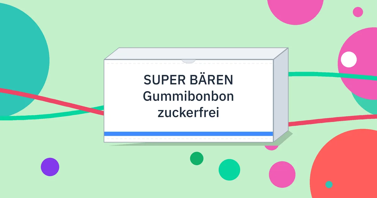 Symbolbild: Packung mit der Aufschrift SUPER BÄREN Gummibonbon zuckerfrei (PZN 10079735) – Verfügbarkeit und Bezug in Apotheken in Frankfurt am Main
