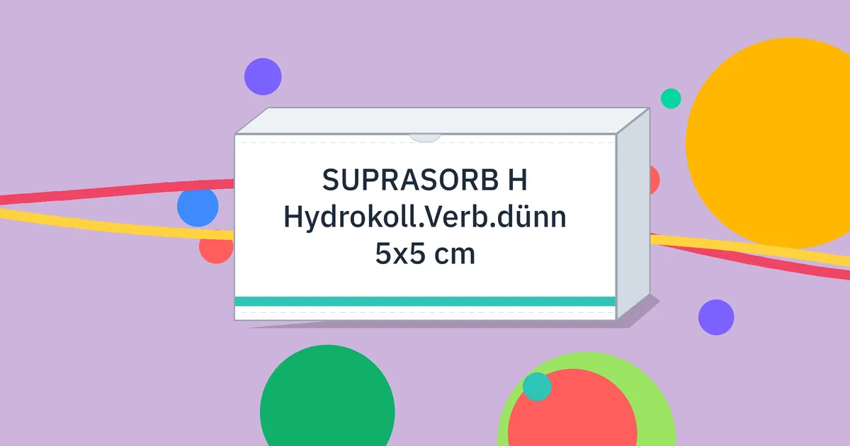 Symbolbild: Packung mit der Aufschrift SUPRASORB H Hydrokoll.Verb.dünn 5x5 cm (PZN 12586531) – Verfügbarkeit und Bezug in Apotheken in Frankfurt am Main
