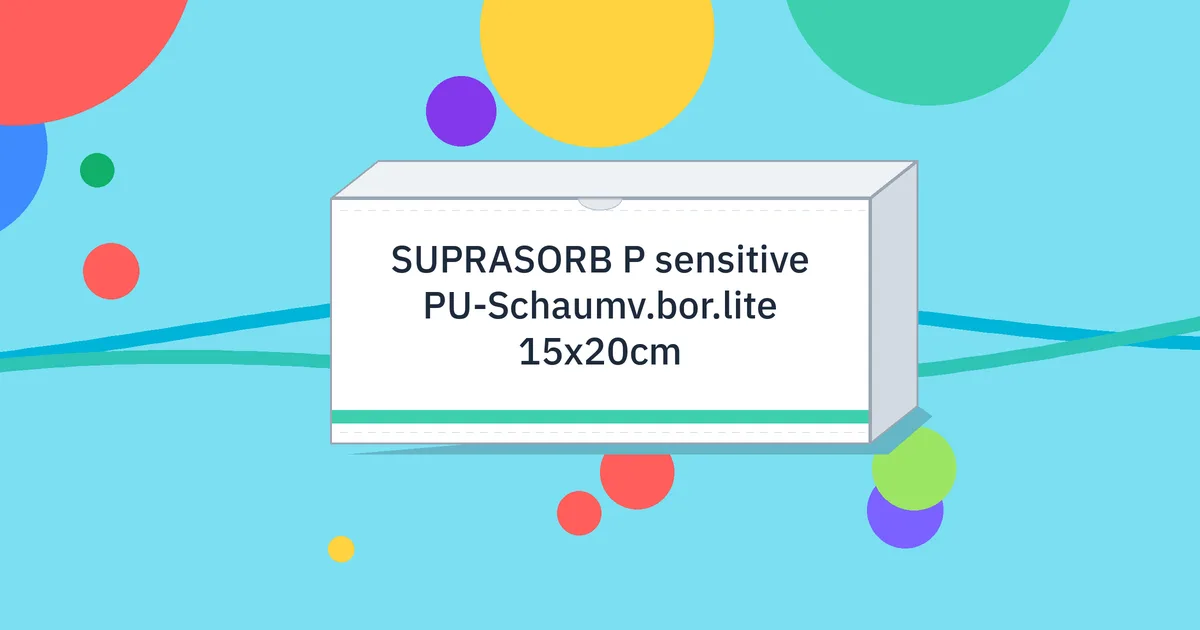 Symbolbild: Packung mit der Aufschrift SUPRASORB P sensitive PU-Schaumv.bor.lite 15x20cm (PZN 16602600) – Verfügbarkeit und Bezug in Apotheken in Frankfurt am Main