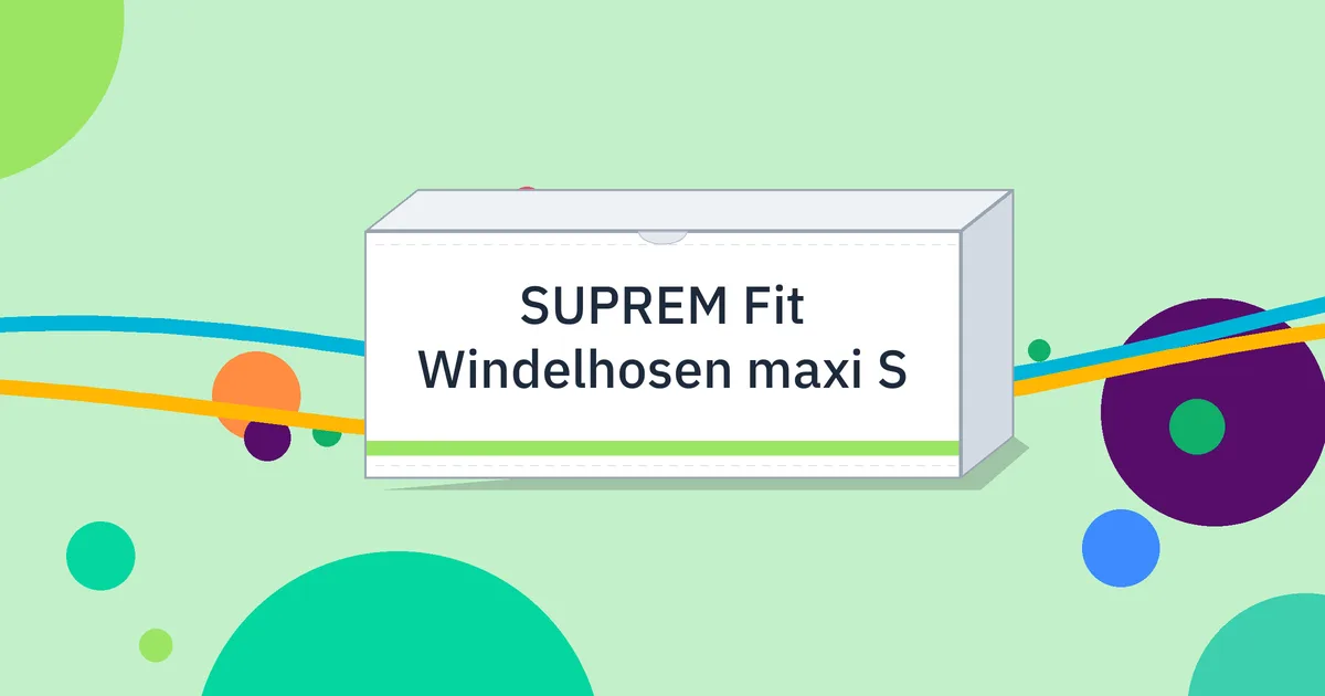 Symbolbild: Packung mit der Aufschrift SUPREM Fit Windelhosen maxi S (PZN 08595659) – Verfügbarkeit und Bezug in Apotheken in Frankfurt am Main