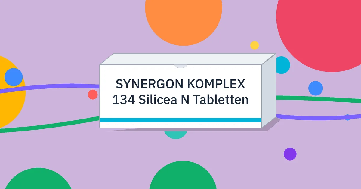 Symbolbild: Packung mit der Aufschrift SYNERGON KOMPLEX 134 Silicea N Tabletten (PZN 04905672) – Verfügbarkeit und Bezug in Apotheken in Frankfurt am Main