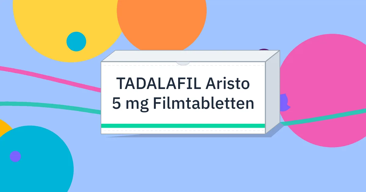 Symbolbild: Packung mit der Aufschrift TADALAFIL Aristo 5 mg Filmtabletten (PZN 14022726) – Verfügbarkeit und Bezug in Apotheken in Frankfurt am Main