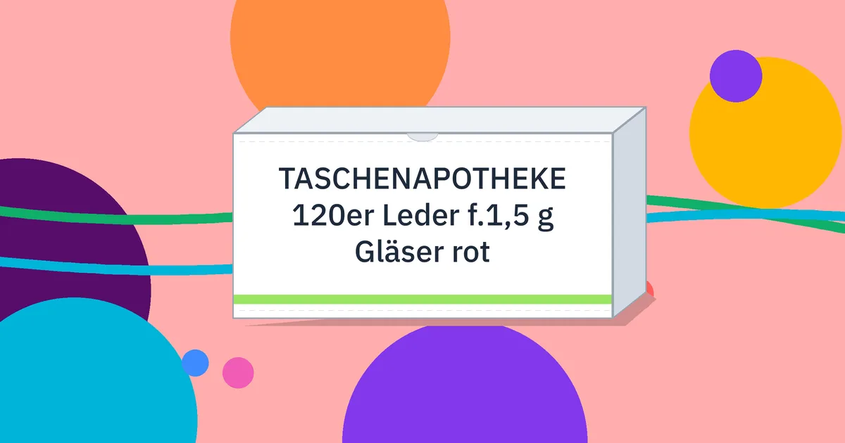 Symbolbild: Packung mit der Aufschrift TASCHENAPOTHEKE 120er Leder f.1,5 g Gläser rot (PZN 09747746) – Verfügbarkeit und Bezug in Apotheken in Frankfurt am Main
