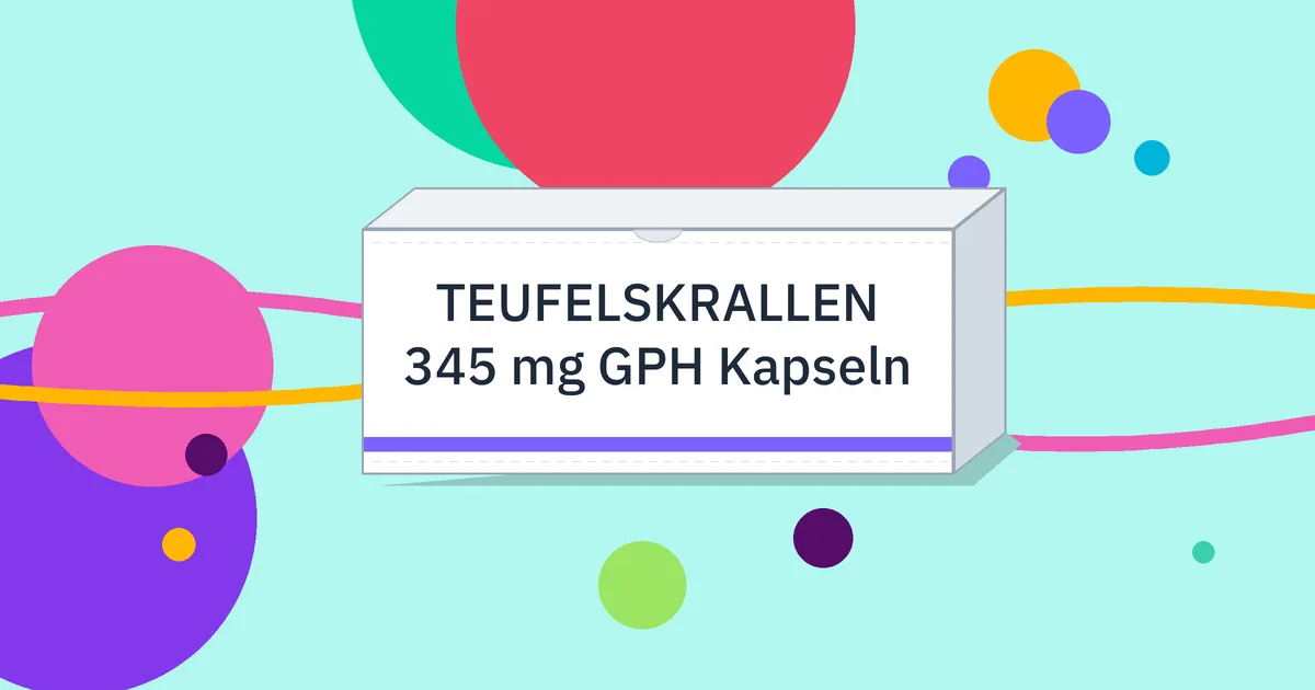 Symbolbild: Packung mit der Aufschrift TEUFELSKRALLEN 345 mg GPH Kapseln (PZN 12539537) – Verfügbarkeit und Bezug in Apotheken in Frankfurt am Main