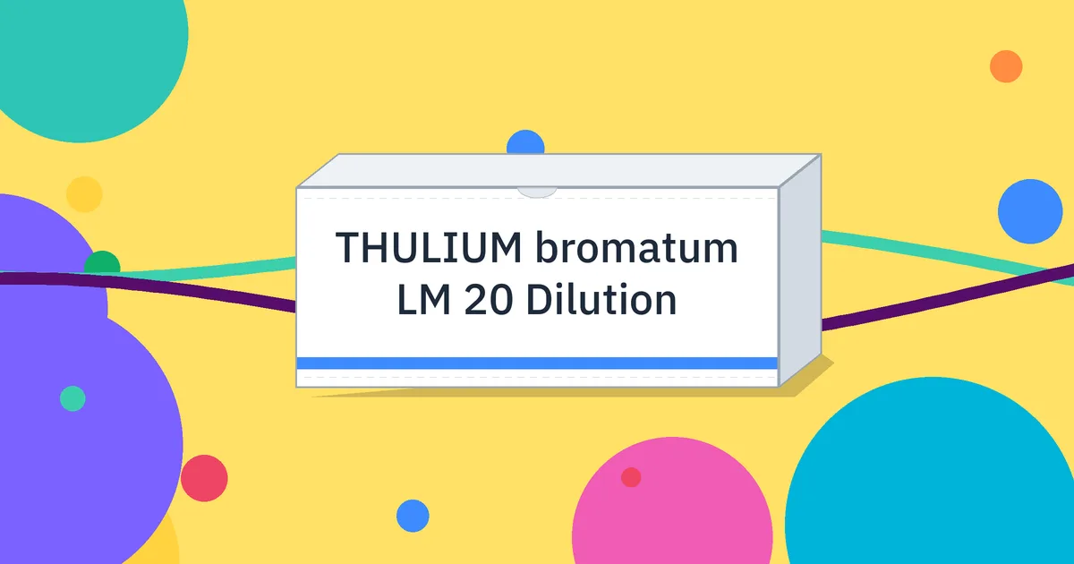 Symbolbild: Packung mit der Aufschrift THULIUM bromatum LM 20 Dilution (PZN 13691069) – Verfügbarkeit und Bezug in Apotheken in Frankfurt am Main