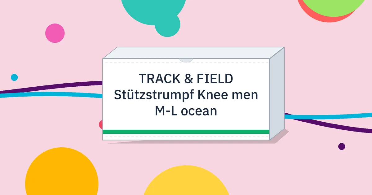 Symbolbild: Packung mit der Aufschrift TRACK & FIELD Stützstrumpf Knee men M-L ocean (PZN 20524372) – Verfügbarkeit und Bezug in Apotheken in Frankfurt am Main