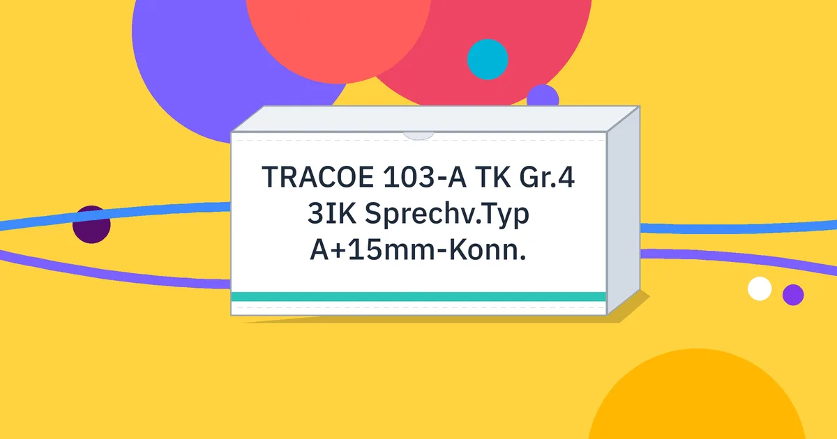Symbolbild: Packung mit der Aufschrift TRACOE 103-A TK Gr.4 3IK Sprechv.Typ A+15mm-Konn. (PZN 02358214) – Verfügbarkeit und Bezug in Apotheken in Frankfurt am Main