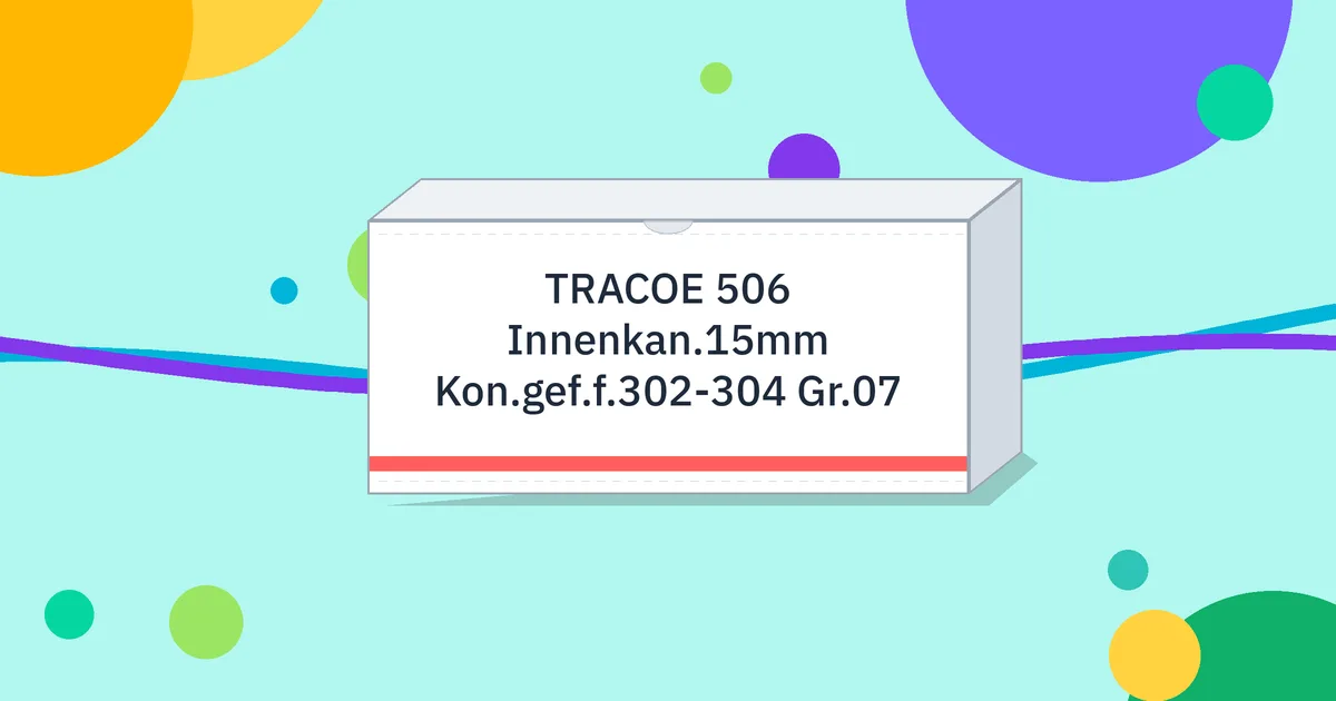Symbolbild: Packung mit der Aufschrift TRACOE 506 Innenkan.15mm Kon.gef.f.302-304 Gr.07 (PZN 02722708) – Verfügbarkeit und Bezug in Apotheken in Frankfurt am Main