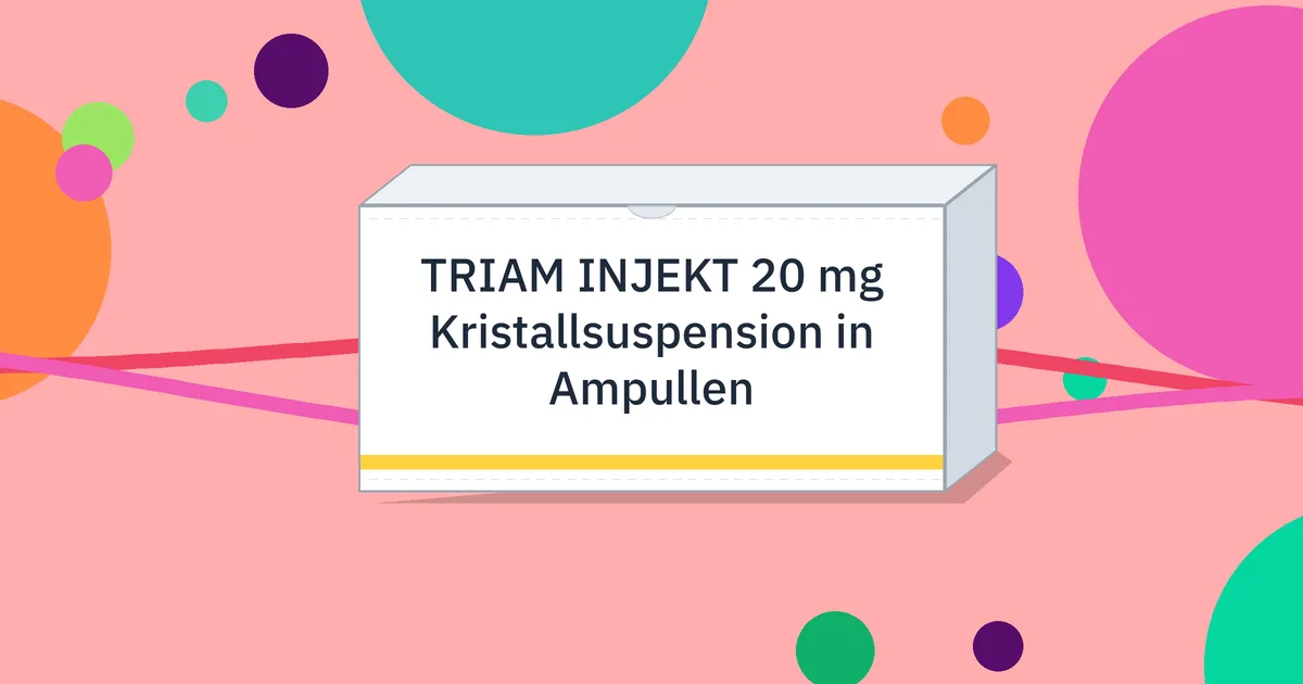 Symbolbild: Packung mit der Aufschrift TRIAM INJEKT 20 mg Kristallsuspension in Ampullen (PZN 02395020) – Verfügbarkeit und Bezug in Apotheken in Frankfurt am Main