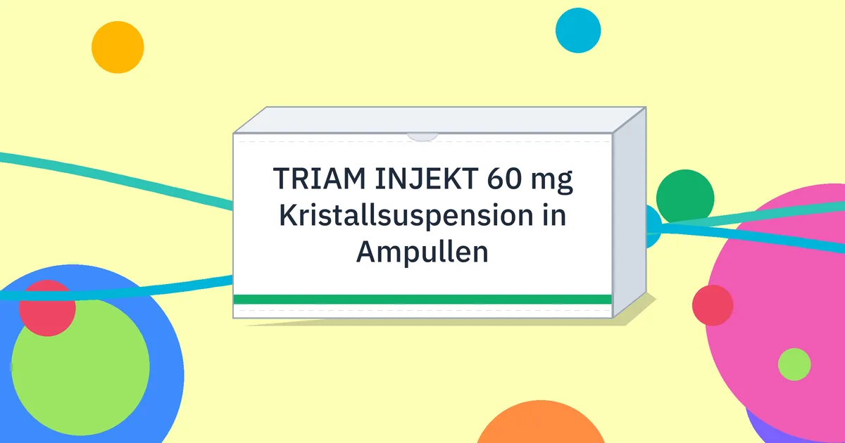 Symbolbild: Packung mit der Aufschrift TRIAM INJEKT 60 mg Kristallsuspension in Ampullen (PZN 02395095) – Verfügbarkeit und Bezug in Apotheken in Frankfurt am Main