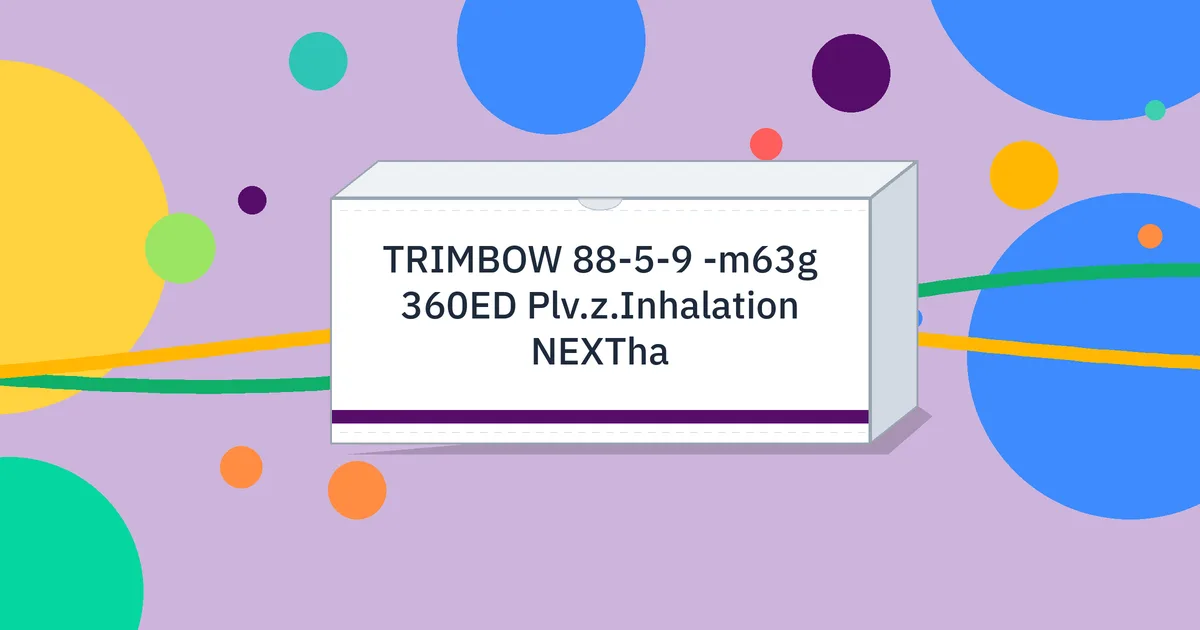 Symbolbild: Packung mit der Aufschrift TRIMBOW 88-5-9 -m63g 360ED Plv.z.Inhalation NEXTha (PZN 19540779) – Verfügbarkeit und Bezug in Apotheken in Frankfurt am Main