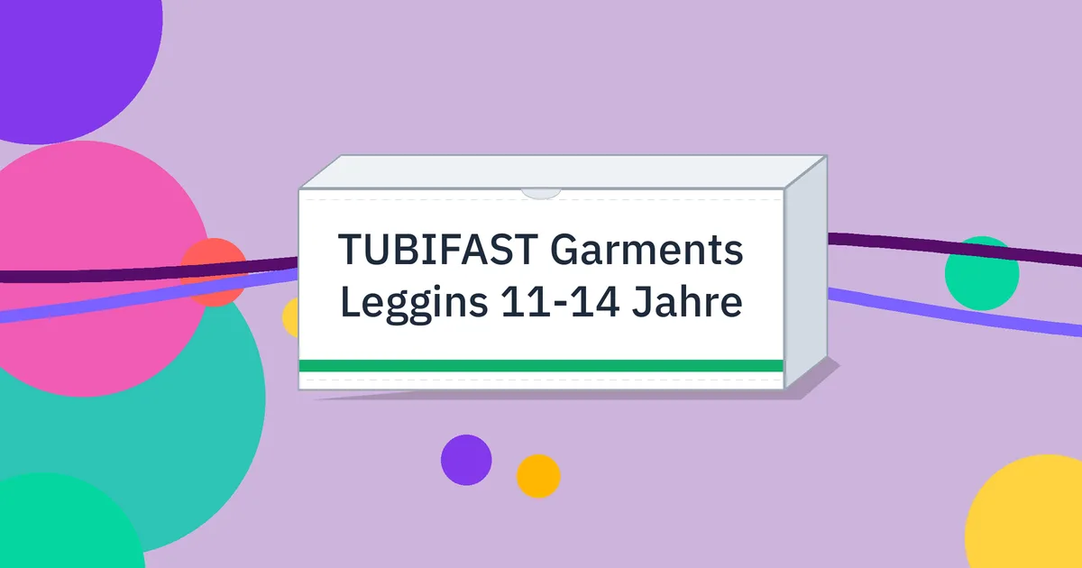 Symbolbild: Packung mit der Aufschrift TUBIFAST Garments Leggins 11-14 Jahre (PZN 13748131) – Verfügbarkeit und Bezug in Apotheken in Frankfurt am Main