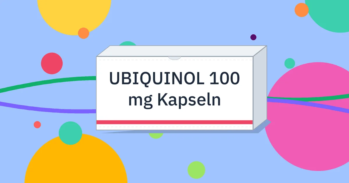 Symbolbild: Packung mit der Aufschrift UBIQUINOL 100 mg Kapseln (PZN 20386473) – Verfügbarkeit und Bezug in Apotheken in Frankfurt am Main