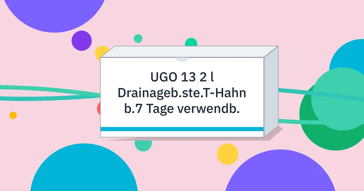Symbolbild: Packung mit der Aufschrift UGO 13 2 l Drainageb.ste.T-Hahn b.7 Tage verwendb. (PZN 13814520) – Verfügbarkeit und Bezug in Apotheken in Frankfurt am Main