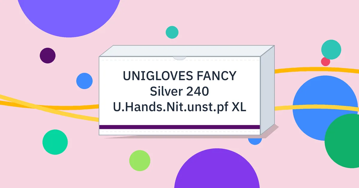 Symbolbild: Packung mit der Aufschrift UNIGLOVES FANCY Silver 240 U.Hands.Nit.unst.pf XL (PZN 18725873) – Verfügbarkeit und Bezug in Apotheken in Frankfurt am Main