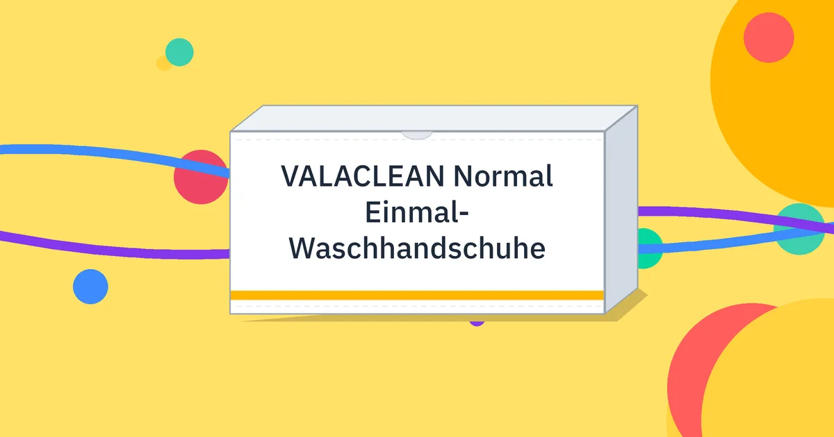 Symbolbild: Packung mit der Aufschrift VALACLEAN Normal Einmal-Waschhandschuhe (PZN 19479554) – Verfügbarkeit und Bezug in Apotheken in Frankfurt am Main