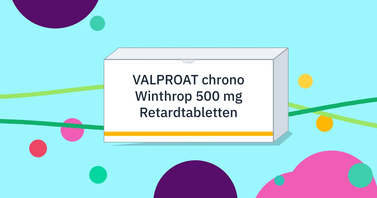Symbolbild: Packung mit der Aufschrift VALPROAT chrono Winthrop 500 mg Retardtabletten (PZN 00999162) – Verfügbarkeit und Bezug in Apotheken in Frankfurt am Main