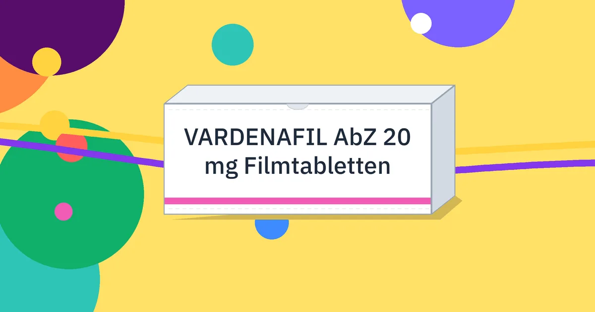 Symbolbild: Packung mit der Aufschrift VARDENAFIL AbZ 20 mg Filmtabletten (PZN 14022011) – Verfügbarkeit und Bezug in Apotheken in Frankfurt am Main