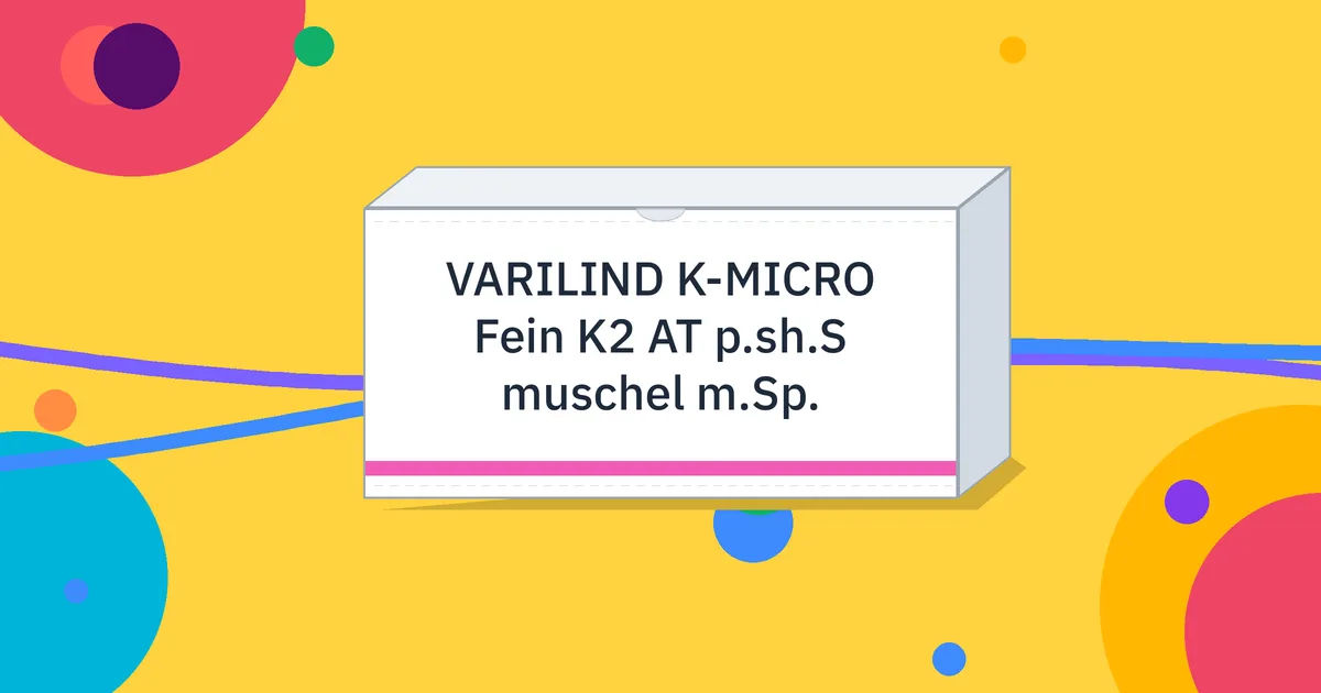 Symbolbild: Packung mit der Aufschrift VARILIND K-MICRO Fein K2 AT p.sh.S muschel m.Sp. (PZN 20554114) – Verfügbarkeit und Bezug in Apotheken in Frankfurt am Main