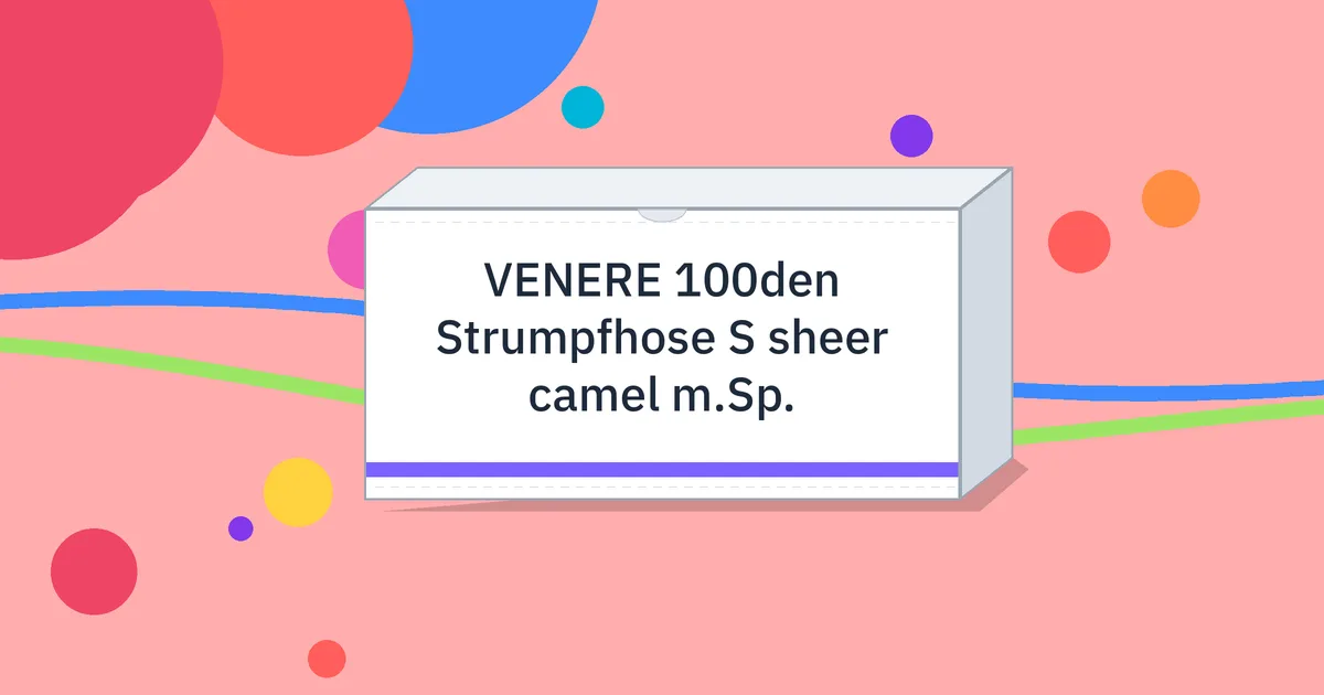 Symbolbild: Packung mit der Aufschrift VENERE 100den Strumpfhose S sheer camel m.Sp. (PZN 16170974) – Verfügbarkeit und Bezug in Apotheken in Frankfurt am Main