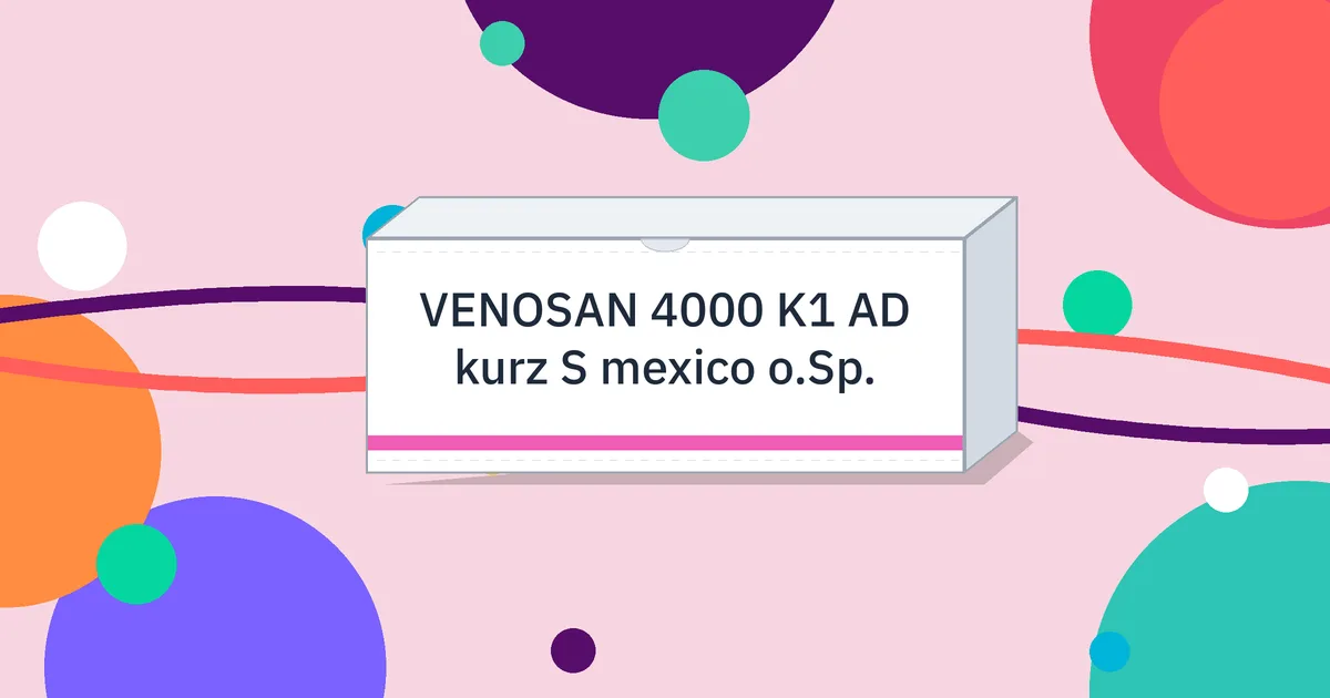 Symbolbild: Packung mit der Aufschrift VENOSAN 4000 K1 AD kurz S mexico o.Sp. (PZN 14423046) – Verfügbarkeit und Bezug in Apotheken in Frankfurt am Main