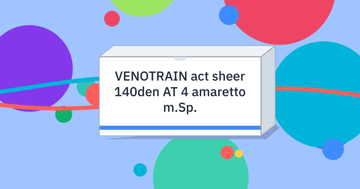 Symbolbild: Packung mit der Aufschrift VENOTRAIN act sheer 140den AT 4 amaretto m.Sp. (PZN 16207128) – Verfügbarkeit und Bezug in Apotheken in Frankfurt am Main