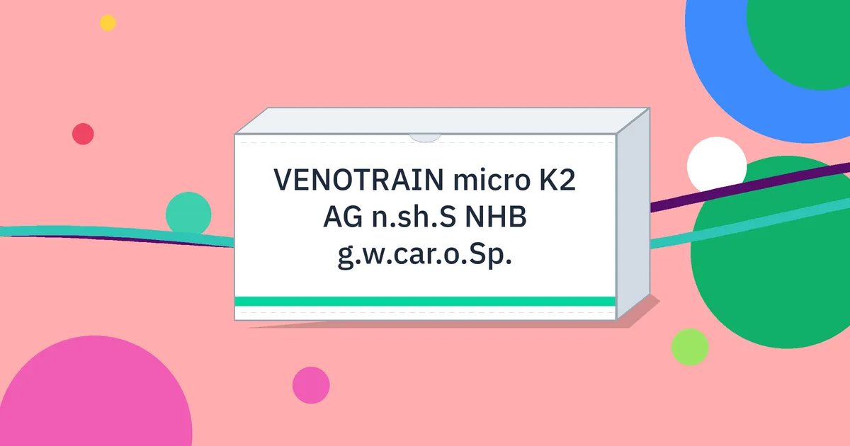 Symbolbild: Packung mit der Aufschrift VENOTRAIN micro K2 AG n.sh.S NHB g.w.car.o.Sp. (PZN 09026024) – Verfügbarkeit und Bezug in Apotheken in Frankfurt am Main