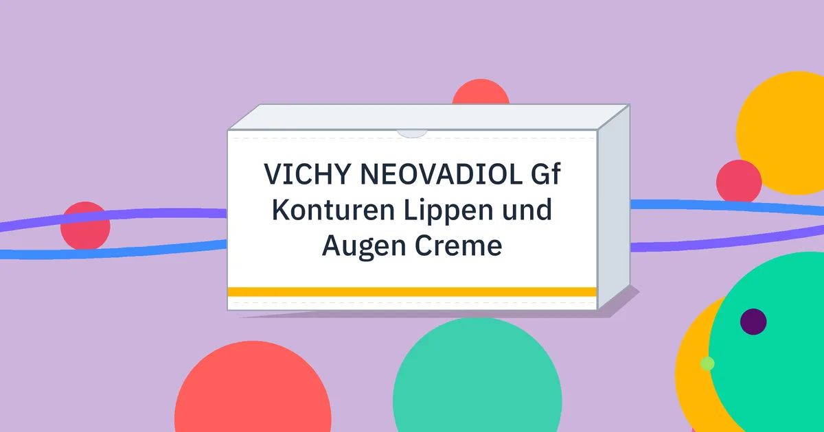 Symbolbild: Packung mit der Aufschrift VICHY NEOVADIOL Gf Konturen Lippen und Augen Creme (PZN 07704566) – Verfügbarkeit und Bezug in Apotheken in Frankfurt am Main
