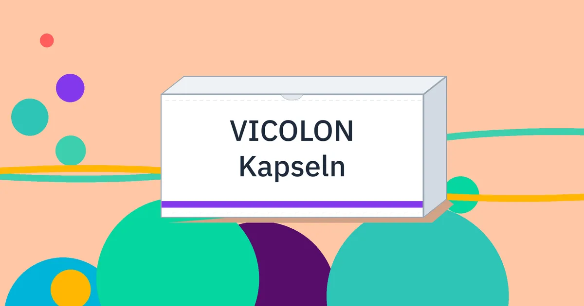 Symbolbild: Packung mit der Aufschrift VICOLON Kapseln (PZN 00212179) – Verfügbarkeit und Bezug in Apotheken in Frankfurt am Main