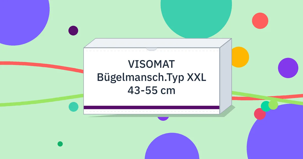 Symbolbild: Packung mit der Aufschrift VISOMAT Bügelmansch.Typ XXL 43-55 cm (PZN 09786249) – Verfügbarkeit und Bezug in Apotheken in Frankfurt am Main