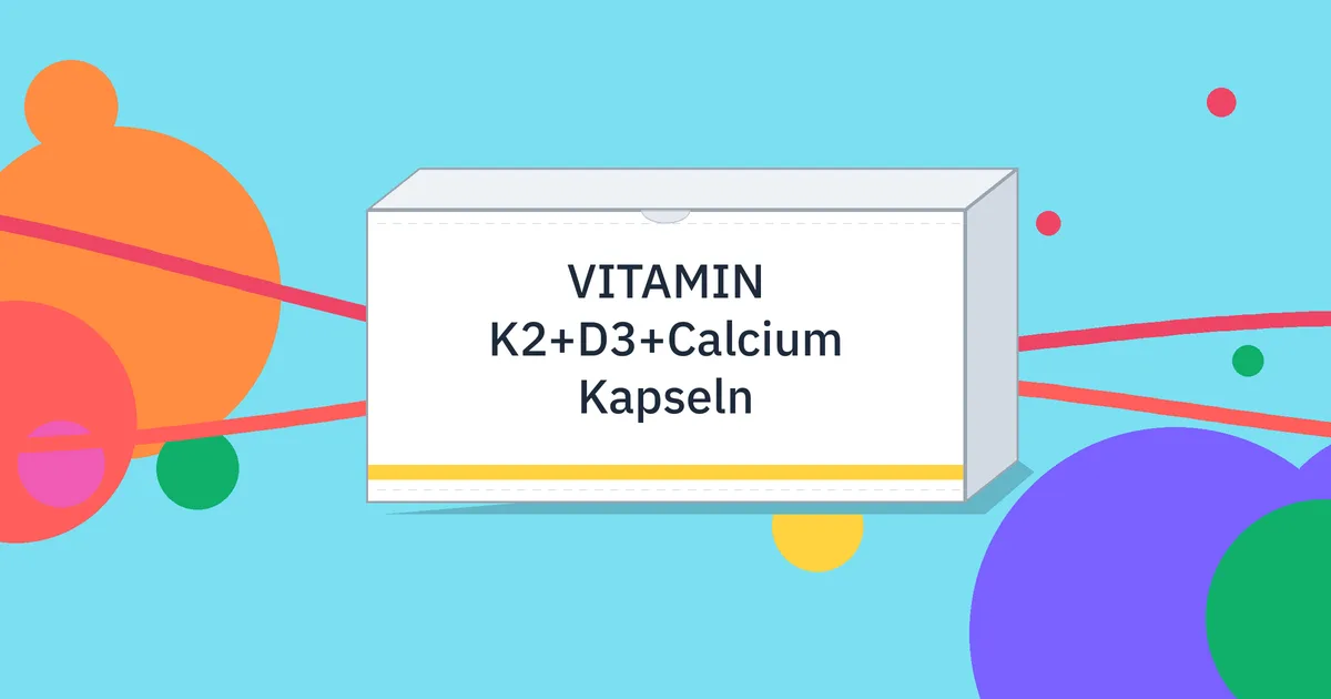 Symbolbild: Packung mit der Aufschrift VITAMIN K2+D3+Calcium Kapseln (PZN 12413931) – Verfügbarkeit und Bezug in Apotheken in Frankfurt am Main