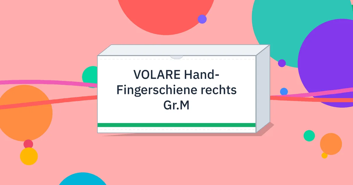 Symbolbild: Packung mit der Aufschrift VOLARE Hand-Fingerschiene rechts Gr.M (PZN 09309420) – Verfügbarkeit und Bezug in Apotheken in Frankfurt am Main