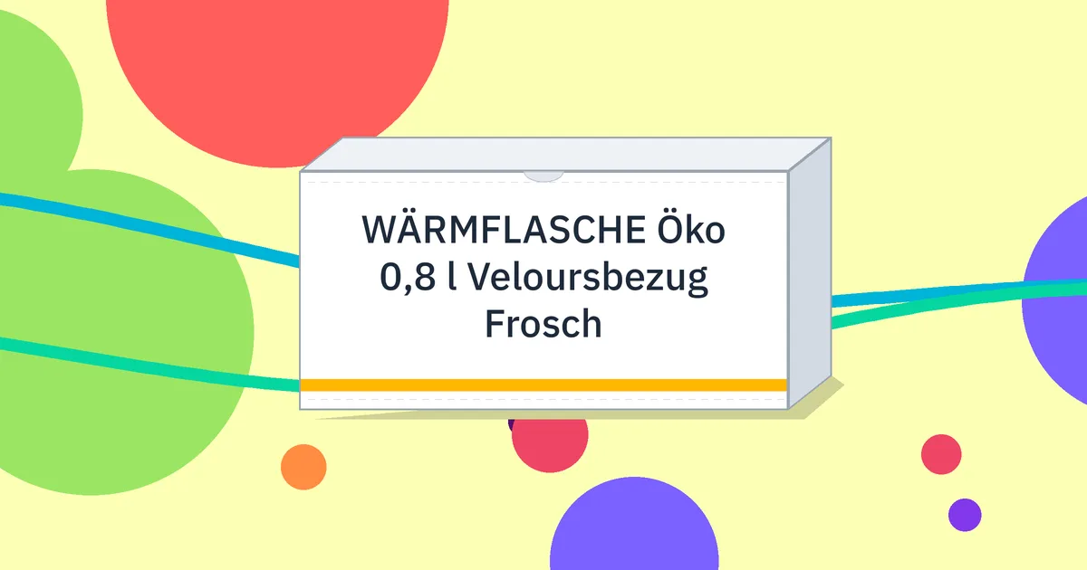 Symbolbild: Packung mit der Aufschrift WÄRMFLASCHE Öko 0,8 l Veloursbezug Frosch (PZN 11600938) – Verfügbarkeit und Bezug in Apotheken in Frankfurt am Main