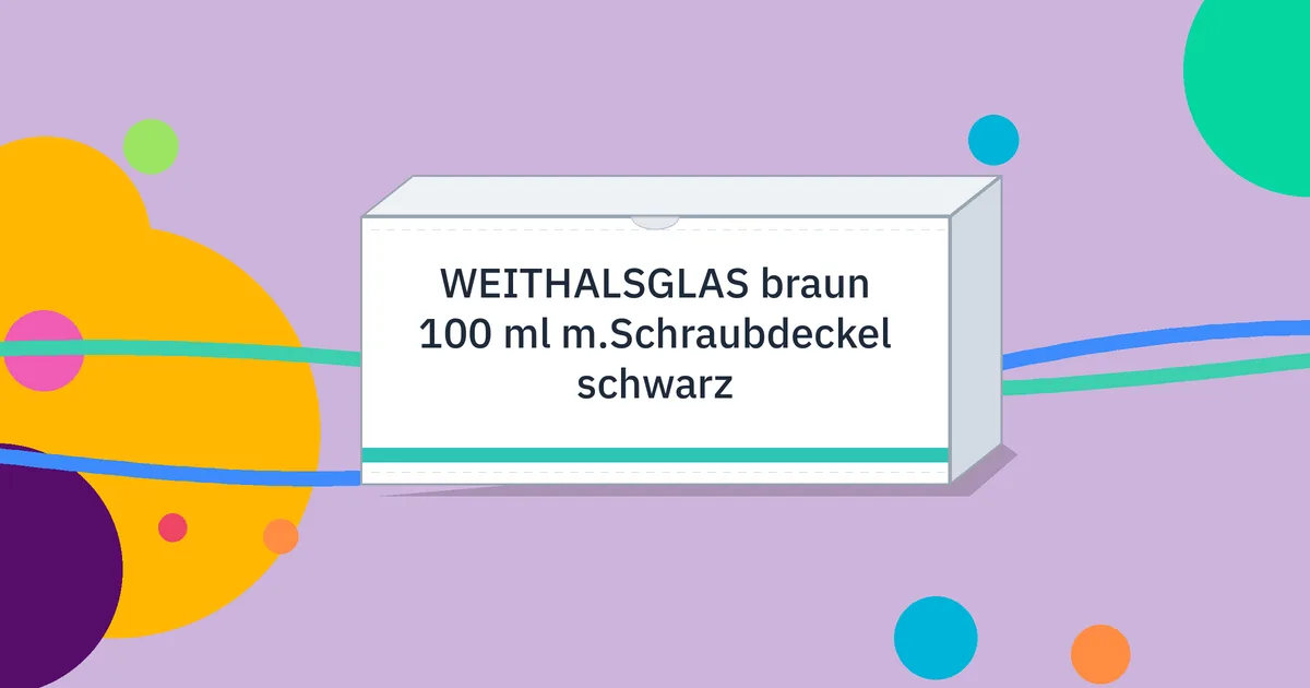 Symbolbild: Packung mit der Aufschrift WEITHALSGLAS braun 100 ml m.Schraubdeckel schwarz (PZN 10146897) – Verfügbarkeit und Bezug in Apotheken in Frankfurt am Main