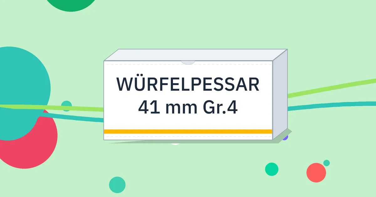 Symbolbild: Packung mit der Aufschrift WÜRFELPESSAR 41 mm Gr.4 (PZN 07286181) – Verfügbarkeit und Bezug in Apotheken in Frankfurt am Main