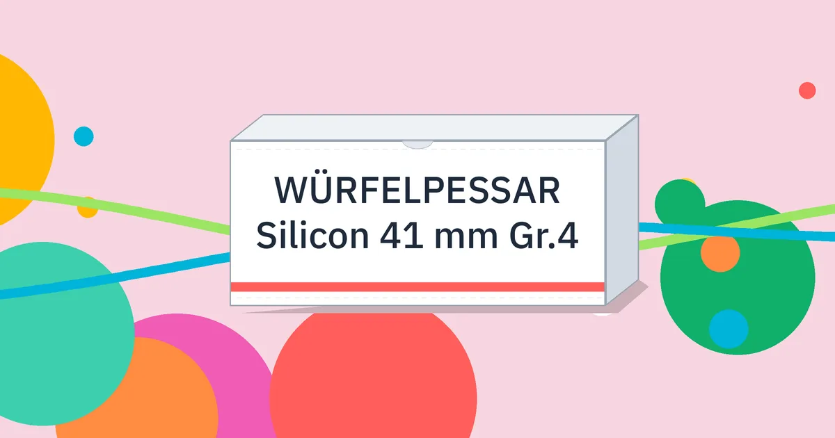 Symbolbild: Packung mit der Aufschrift WÜRFELPESSAR Silicon 41 mm Gr.4 (PZN 07702337) – Verfügbarkeit und Bezug in Apotheken in Frankfurt am Main