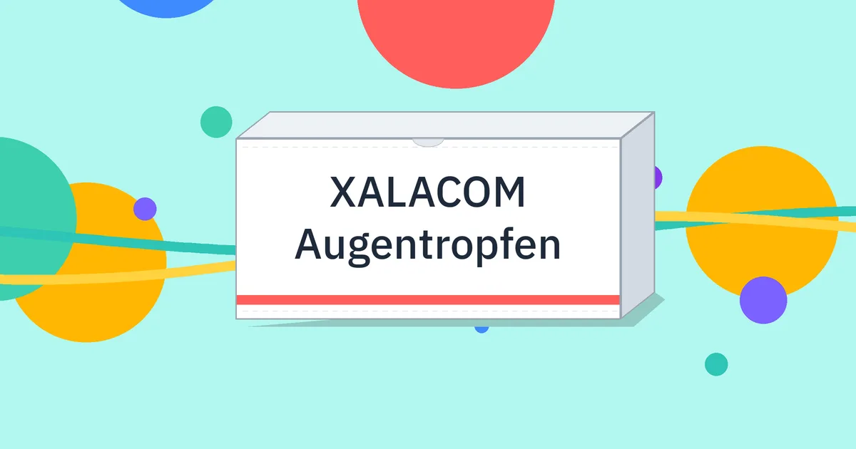 Symbolbild: Packung mit der Aufschrift XALACOM Augentropfen (PZN 16698155) – Verfügbarkeit und Bezug in Apotheken in Frankfurt am Main