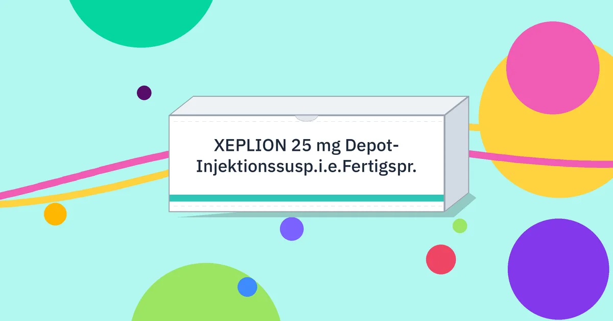 Symbolbild: Packung mit der Aufschrift XEPLION 25 mg Depot-Injektionssusp.i.e.Fertigspr. (PZN 11071397) – Verfügbarkeit und Bezug in Apotheken in Frankfurt am Main