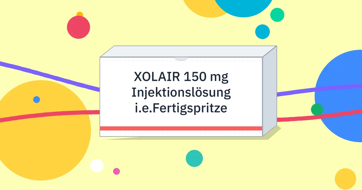 Symbolbild: Packung mit der Aufschrift XOLAIR 150 mg Injektionslösung i.e.Fertigspritze (PZN 18467715) – Verfügbarkeit und Bezug in Apotheken in Frankfurt am Main