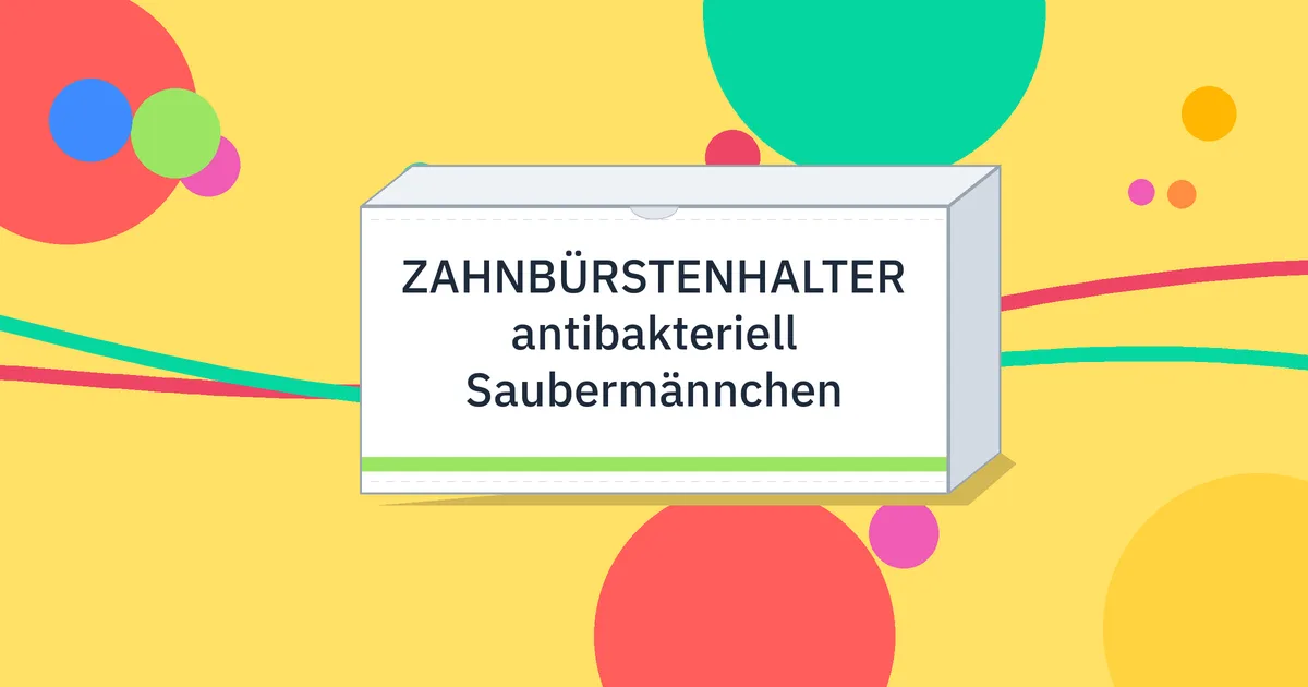 Symbolbild: Packung mit der Aufschrift ZAHNBÜRSTENHALTER antibakteriell Saubermännchen (PZN 08598801) – Verfügbarkeit und Bezug in Apotheken in Frankfurt am Main