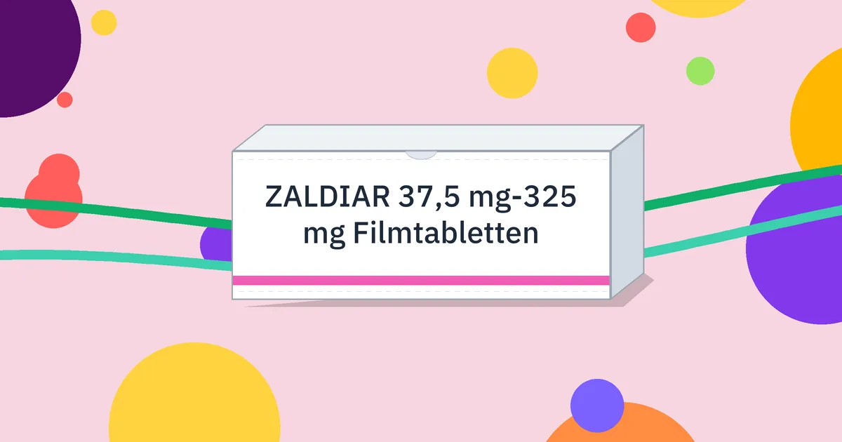Symbolbild: Packung mit der Aufschrift ZALDIAR 37,5 mg-325 mg Filmtabletten (PZN 07799986) – Verfügbarkeit und Bezug in Apotheken in Frankfurt am Main