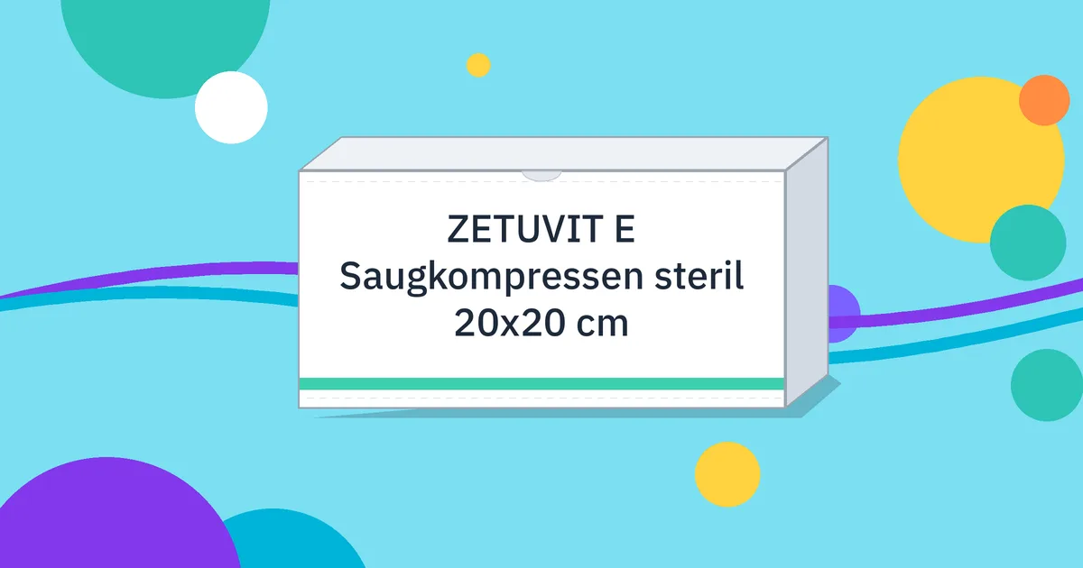 Symbolbild: Packung mit der Aufschrift ZETUVIT E Saugkompressen steril 20x20 cm (PZN 19997496) – Verfügbarkeit und Bezug in Apotheken in Frankfurt am Main