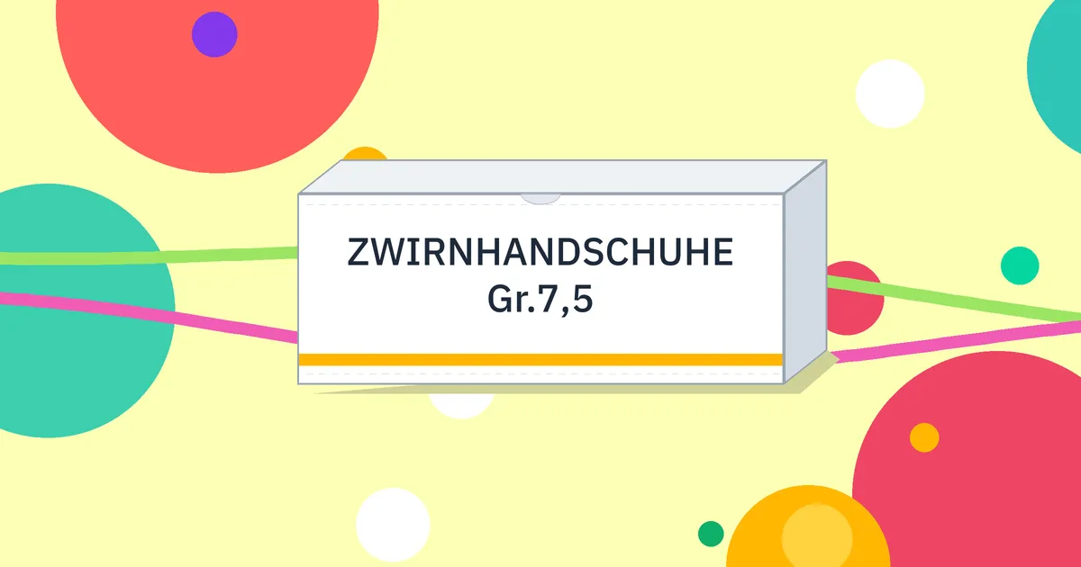 Symbolbild: Packung mit der Aufschrift ZWIRNHANDSCHUHE Gr.7,5 (PZN 11162415) – Verfügbarkeit und Bezug in Apotheken in Frankfurt am Main